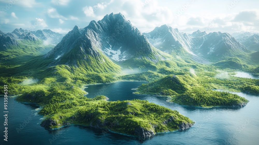 Biome transition: Arctic tundra morphing into lush rainforest. Hyper ...