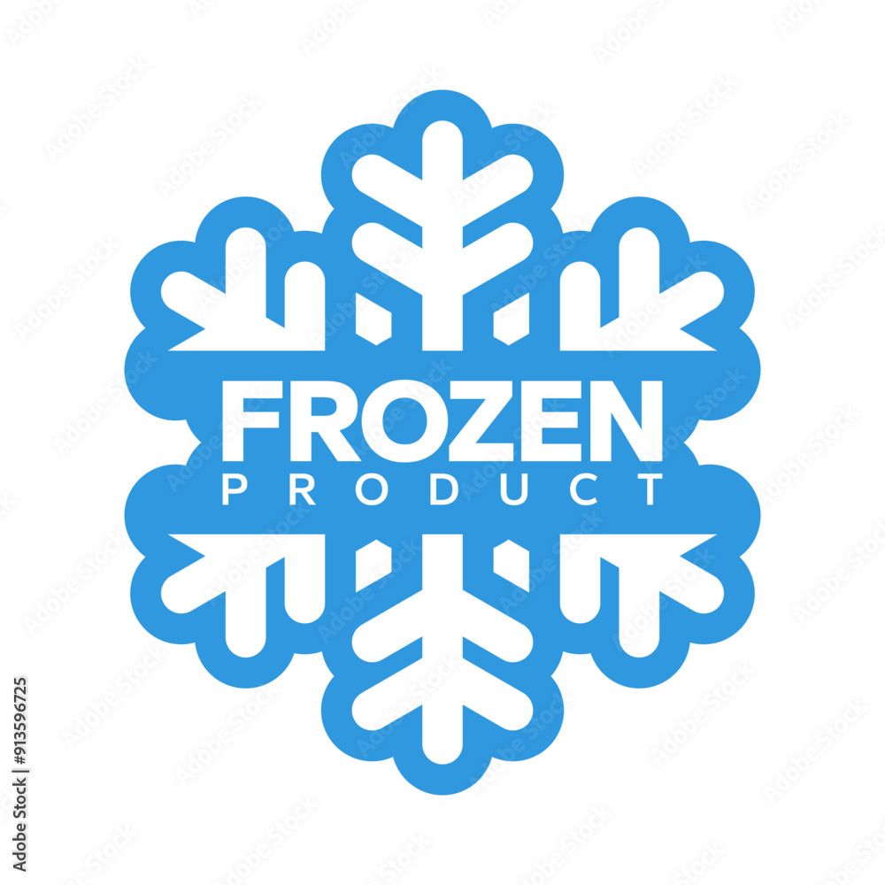 Frozen product food package label. Fresh frozen food product icon logo ...
