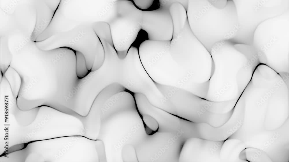 Seamless abstract black and white fluid shapes creating a smooth, wavy ...