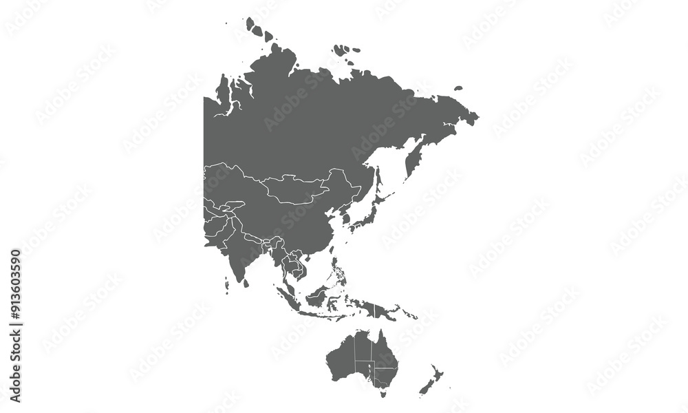 Political Asia Map vector illustration isolated on white background for ...