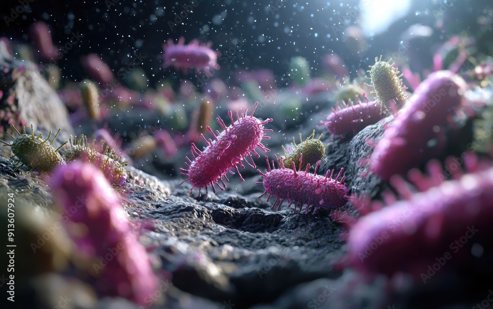 Vivid microbiome, colorful bacteria in the human body, diversity of ...