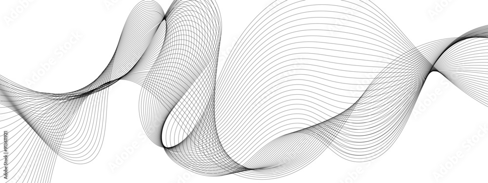 Abstract wavy and curve line on transparent background. Gray curved ...