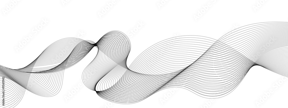 Vetor de Abstract wavy and curve line on transparent background. Gray ...