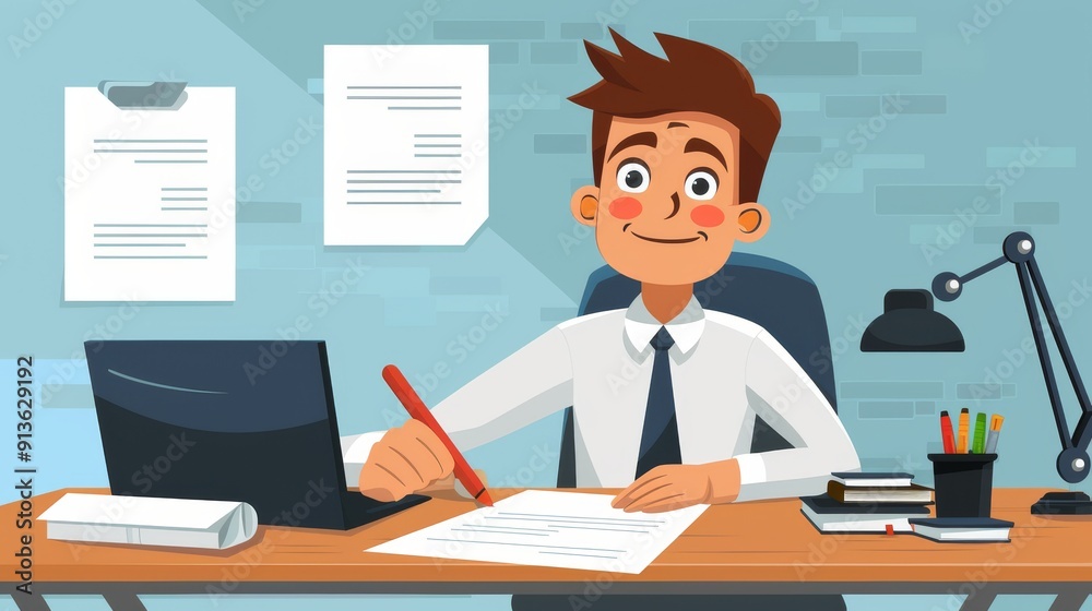 Cartoon vector candidate filling out a job application form Stock ...