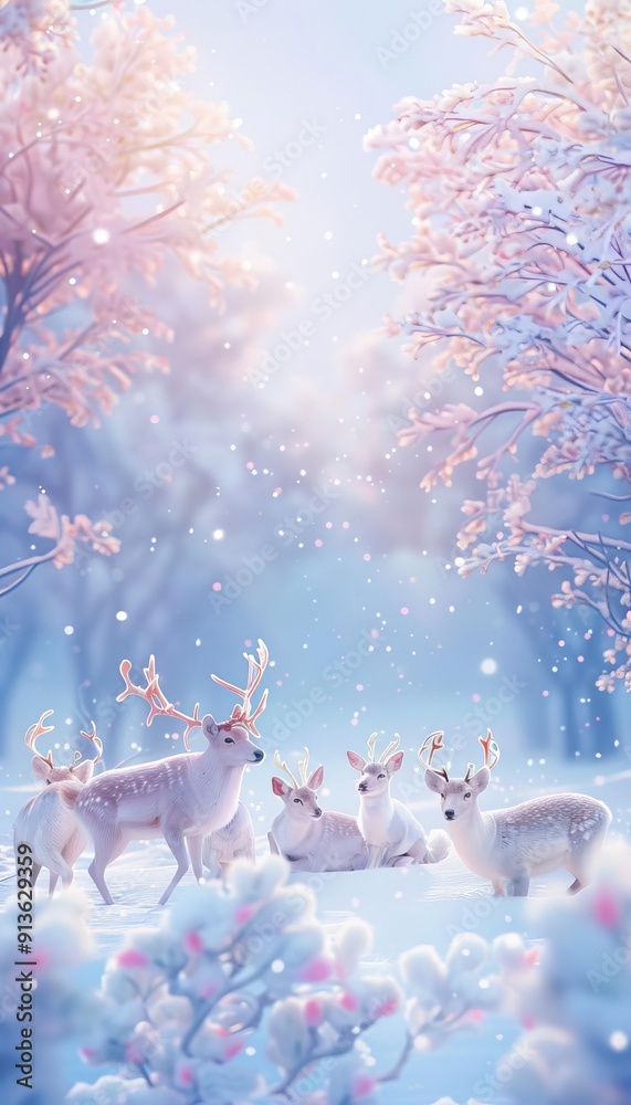 Fantasy scene of enchanted animals seeking shelter from a magical ...