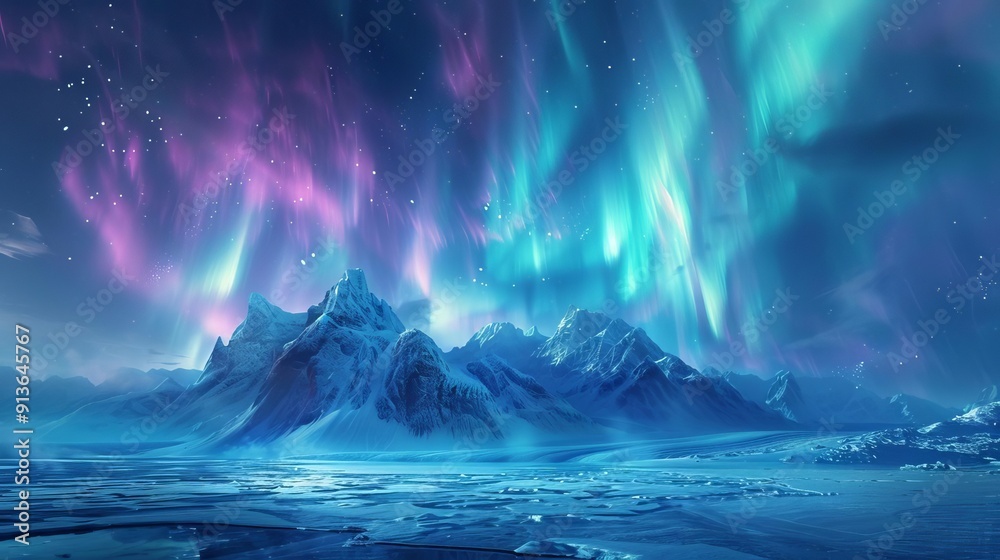 Frozen tundra backdrop with a vibrant northern lights prospect ... Frozen tundra backdrop with a vibrant northern lights prospect ...