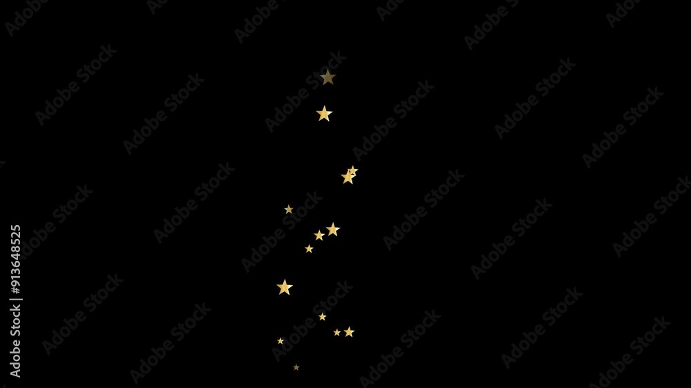 cartoon golden stars floating up animation on black screen, stars ...