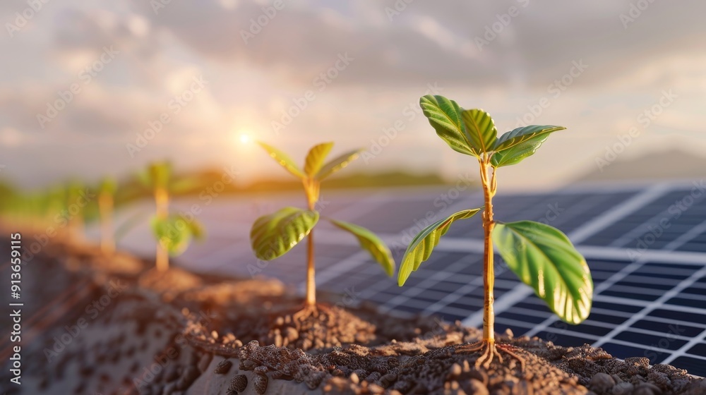 Visualizing solar energy conservation concept with copy space, deep ...