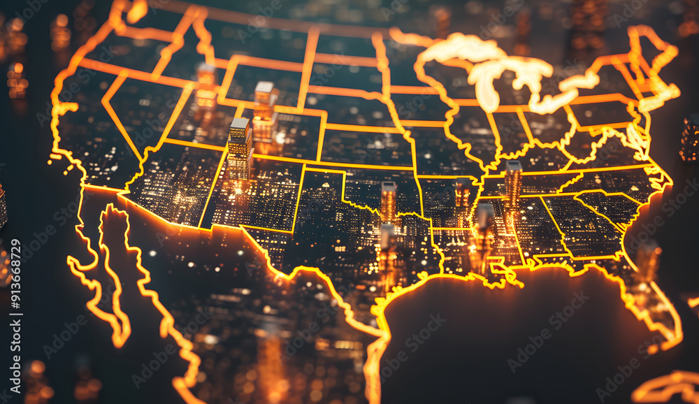 Industry 4.0 in North America, map of industrial zones across the USA ...