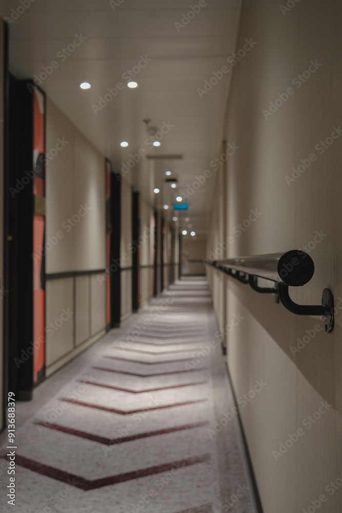 Cabin suite stateroom corridor aisle hallway onboard modern luxury ...