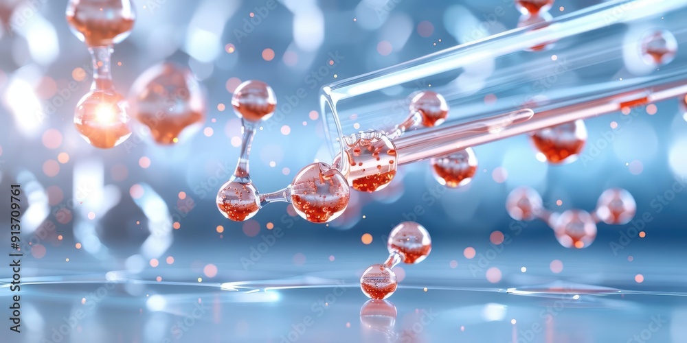 Dynamic representation of science with flowing liquid in test tube ...