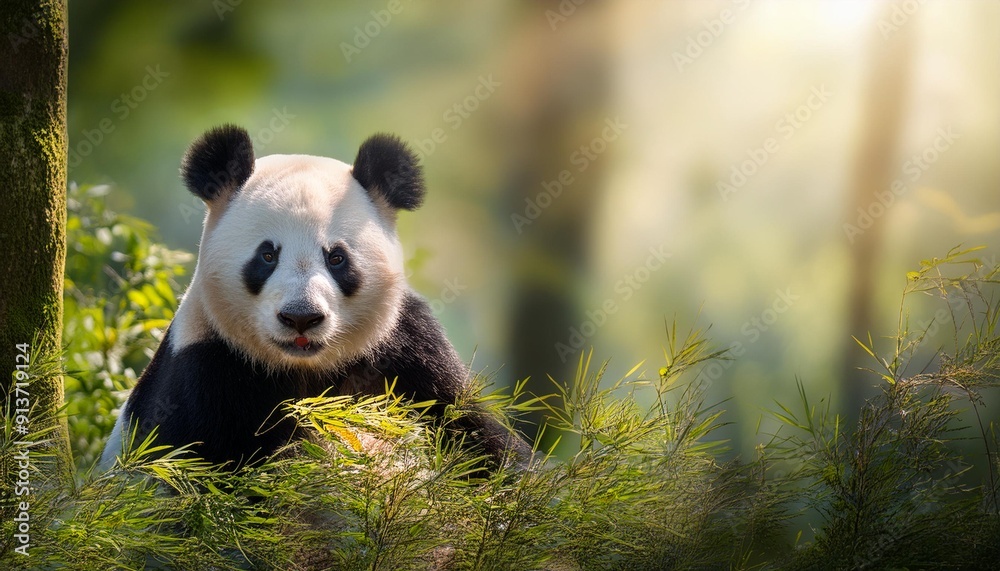 giant panda bear, The panda’s expressive eyes and distinctive black-and ...