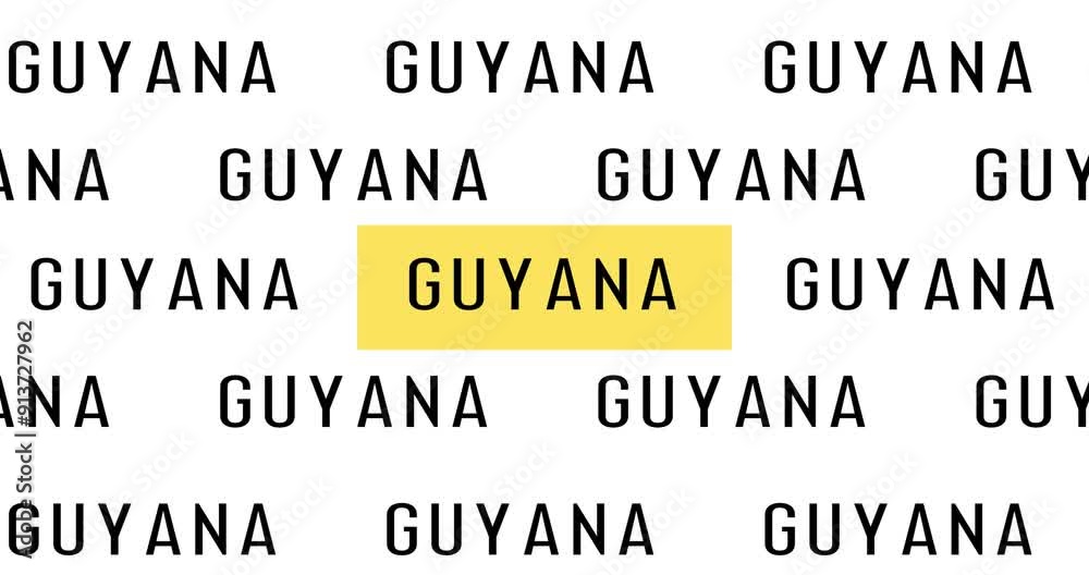 Guyana Country text typing word, Marker Highlight Yellow Pen in Bold ...
