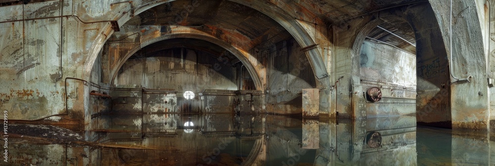 Foto de Flooded arched chamber in Object 221 derelict Soviet bunker ...
