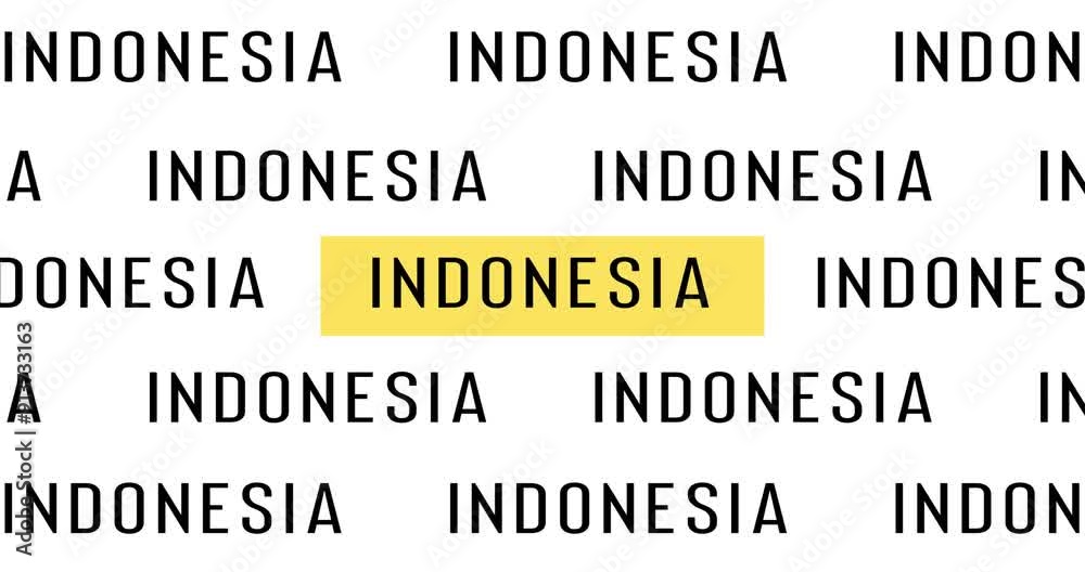 Indonesia Country text typing word, Marker Highlight Yellow Pen in Bold ...