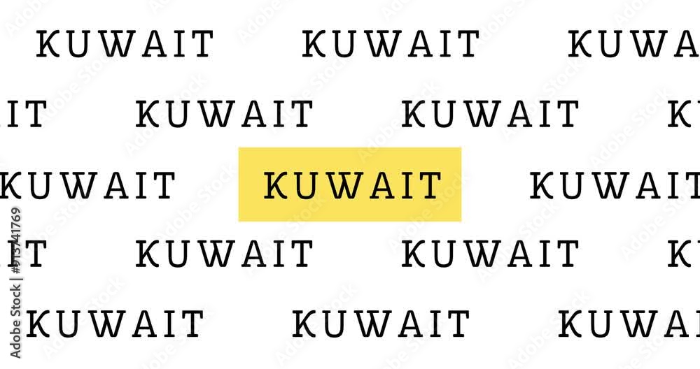Kuwait Country text typing word, Marker Highlight Yellow Pen in Bold ...