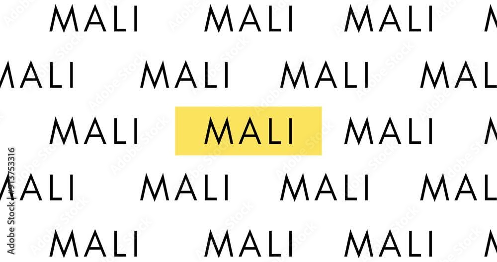 Mali Country text typing word, Marker Highlight Yellow Pen in Bold ...