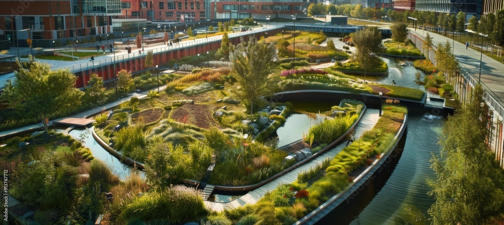 Sustainable Urban Park with Green Roofs, Permeable Pavements, and ...