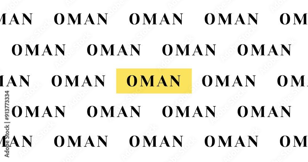 Oman Country text typing word, Marker Highlight Yellow Pen in Bold ...