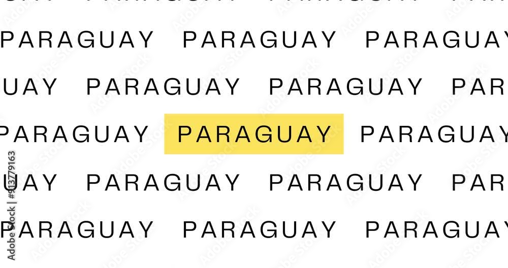 Paraguay Country text typing word, Marker Highlight Yellow Pen in Bold ...