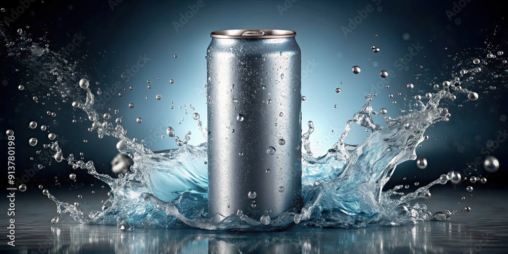 Soda can mockup with water splash photography , mockup, product, soda ...