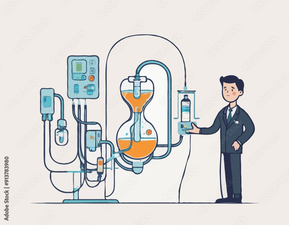 Cartoon Character Boy and Hemodialysis Renal Scheme Concept Stock ...