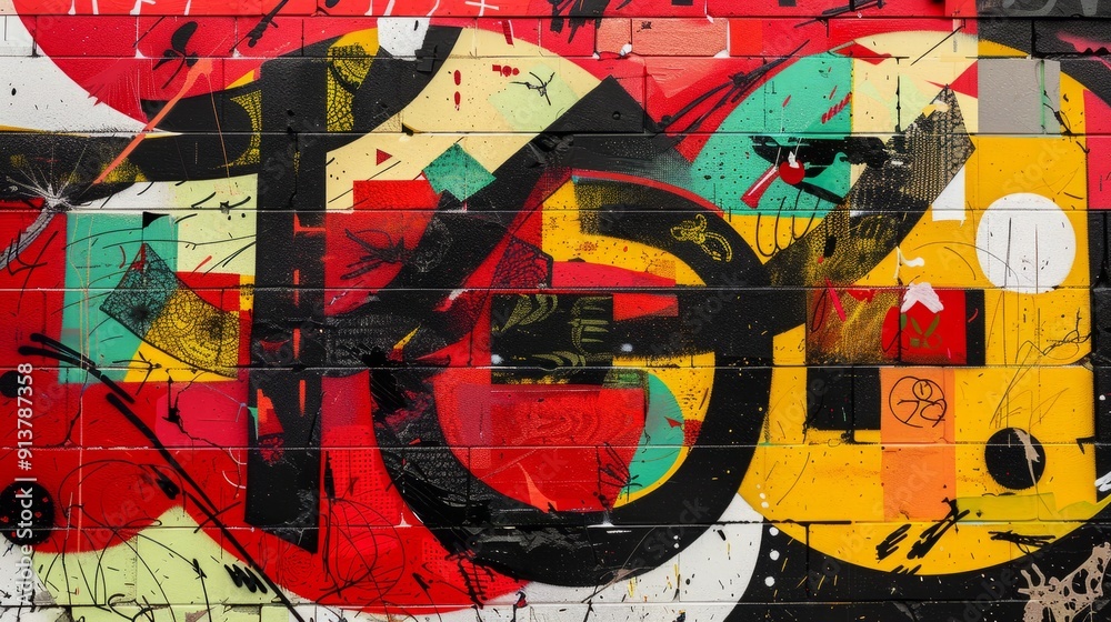 Ainu calligraphy integrated into an urban mural, blending traditional ...