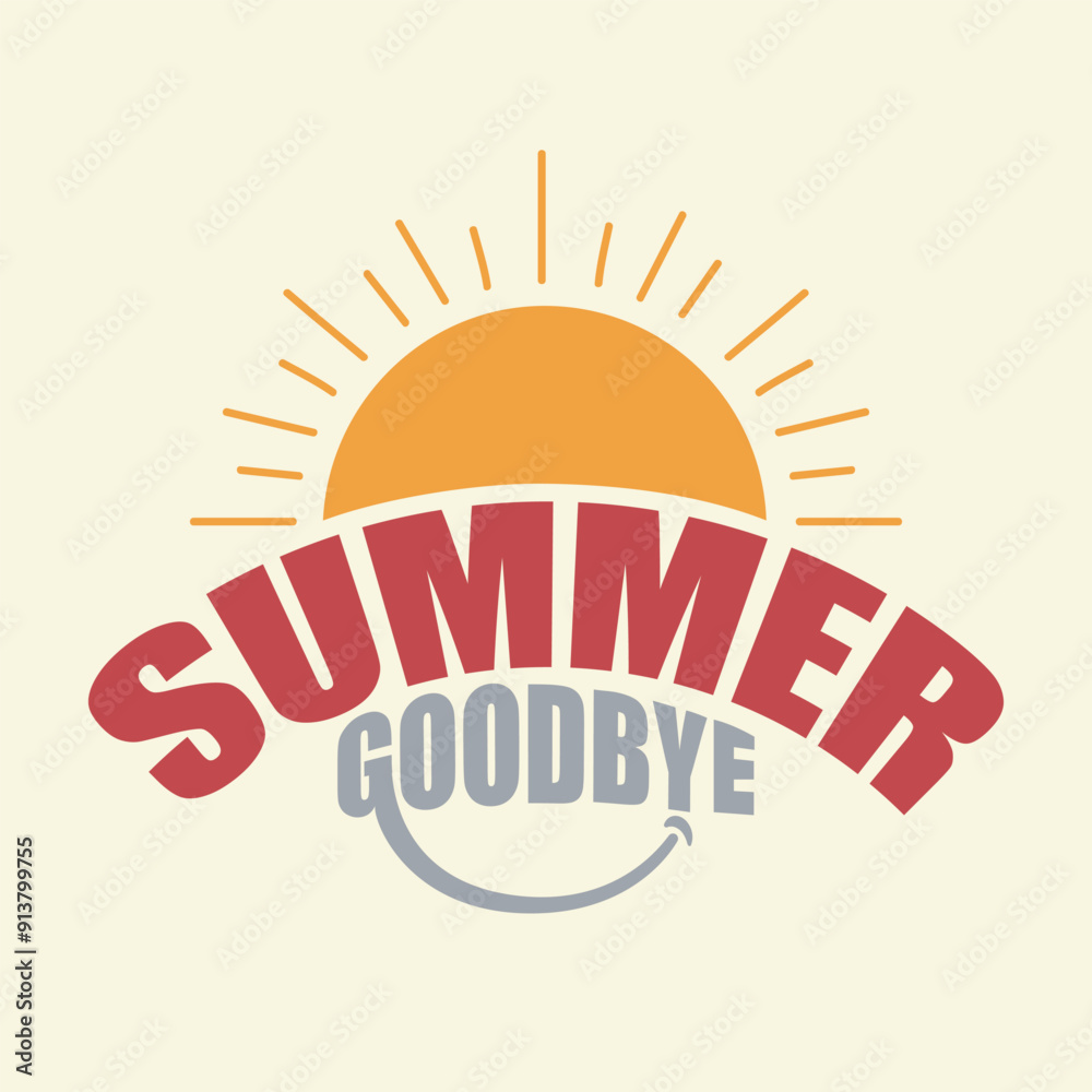 Greeting card for summer goodbye. End of summer days banner, poster ...