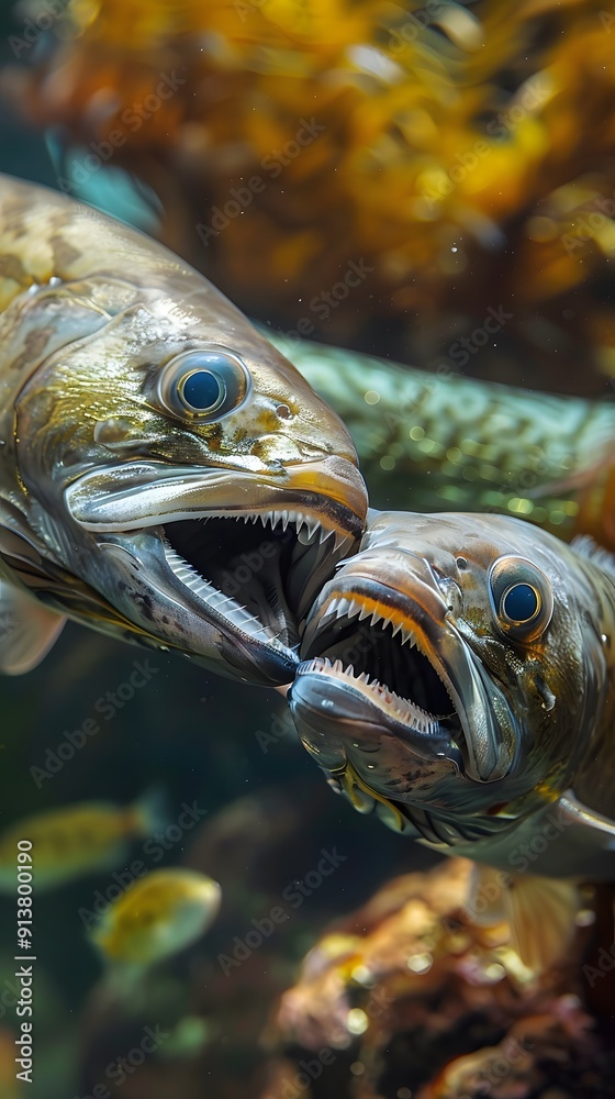 Lesser-known fish species engaged in a territorial fight, showcasing ...