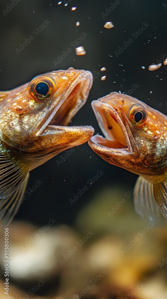 Lesser-known fish species engaged in a territorial fight, showcasing ...