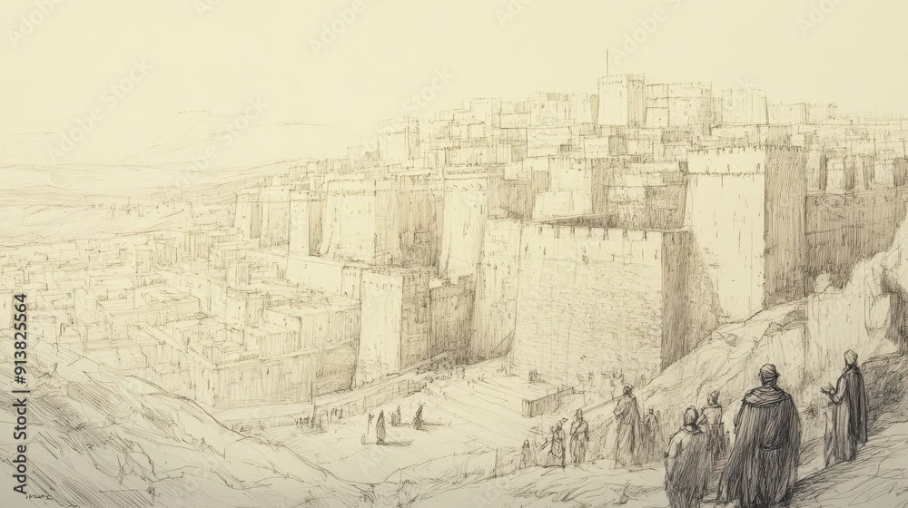 Biblical Illustration of The Levitical Cities: Joshua visiting a ...