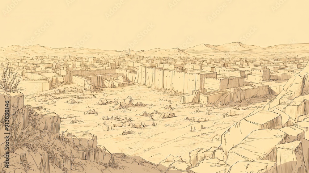 Biblical Illustration of The Fall of Jericho: The ruins of Jericho at ...