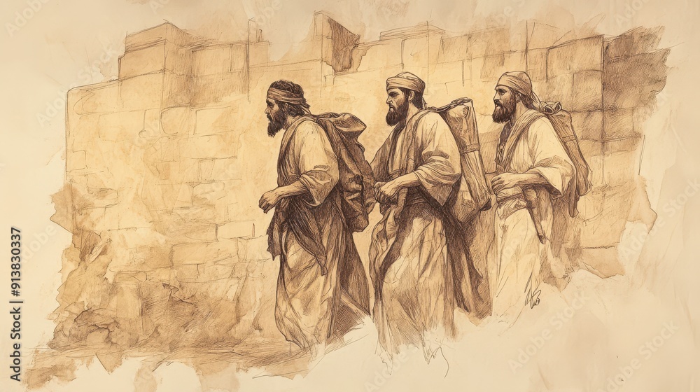 Biblical Illustration of Rahab and the Spies: The spies returning to ...