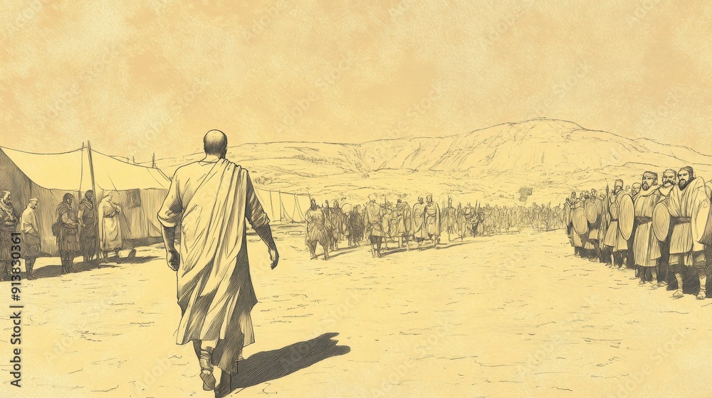 Biblical Illustration of Joshua's Commission: Joshua walking among the ...