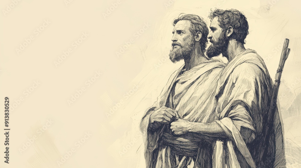 Biblical Illustration of Allotment for Caleb: Joshua and Caleb standing ...