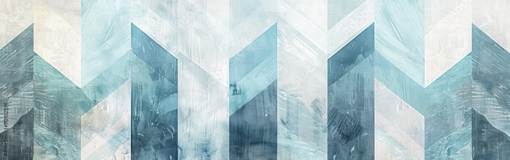 An abstract geometric design features a repeating pattern of blue and ...