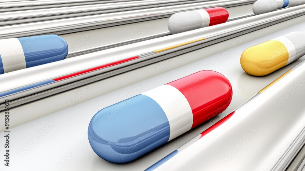 Pharmaceutical Industry Hand Holding Colorful Capsules in a Pharmacy ...