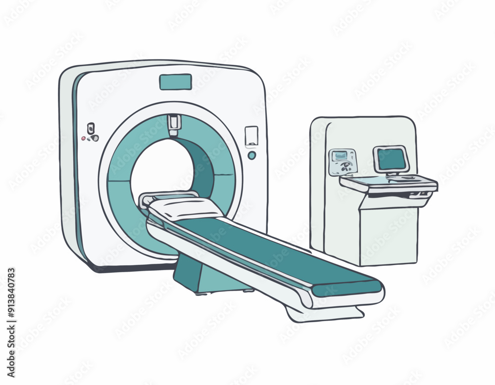 CT scanner or MRI scanner clipart cartoon style. Computed tomography scanner, Magnetic Resonance ...