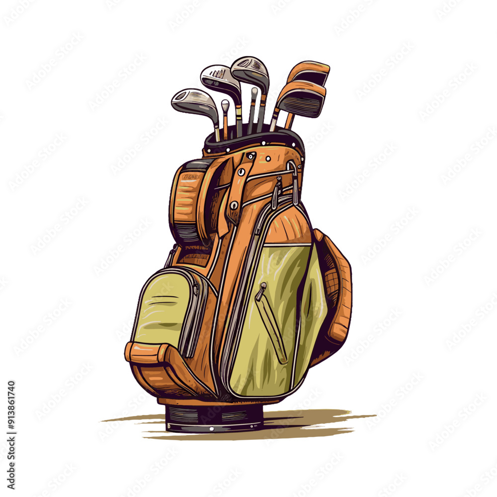 golf bag vector illustration clip art - summer sports golf carry bag ...