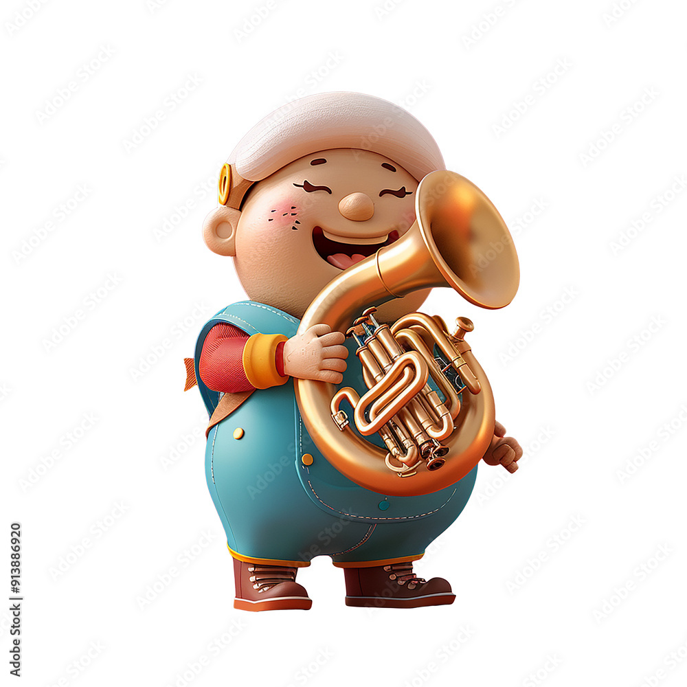 3D character icon of a full-body character playing a tuba, celebrating ...