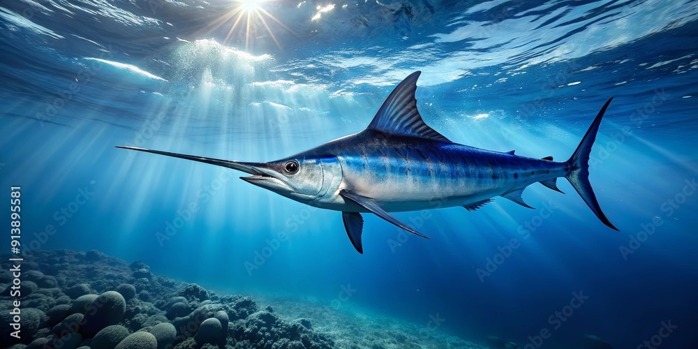 Blue marlin swimming in the desert, blue marlin, fish, ocean, desert ...