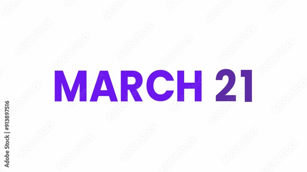 21st March calendar icon animation. Alpha matte with transparent ...