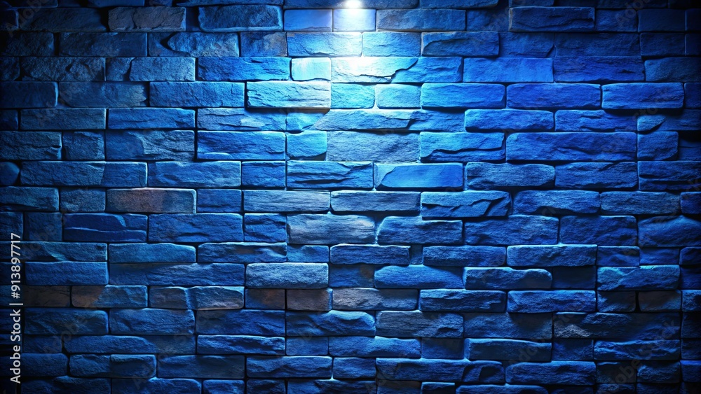 Royal blue vintage stone wall with spotlight center and dark border ...
