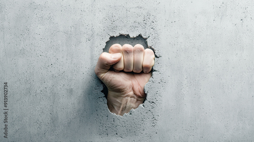 Breaking Through Barriers A Powerful Fist Punches Through a Concrete ...