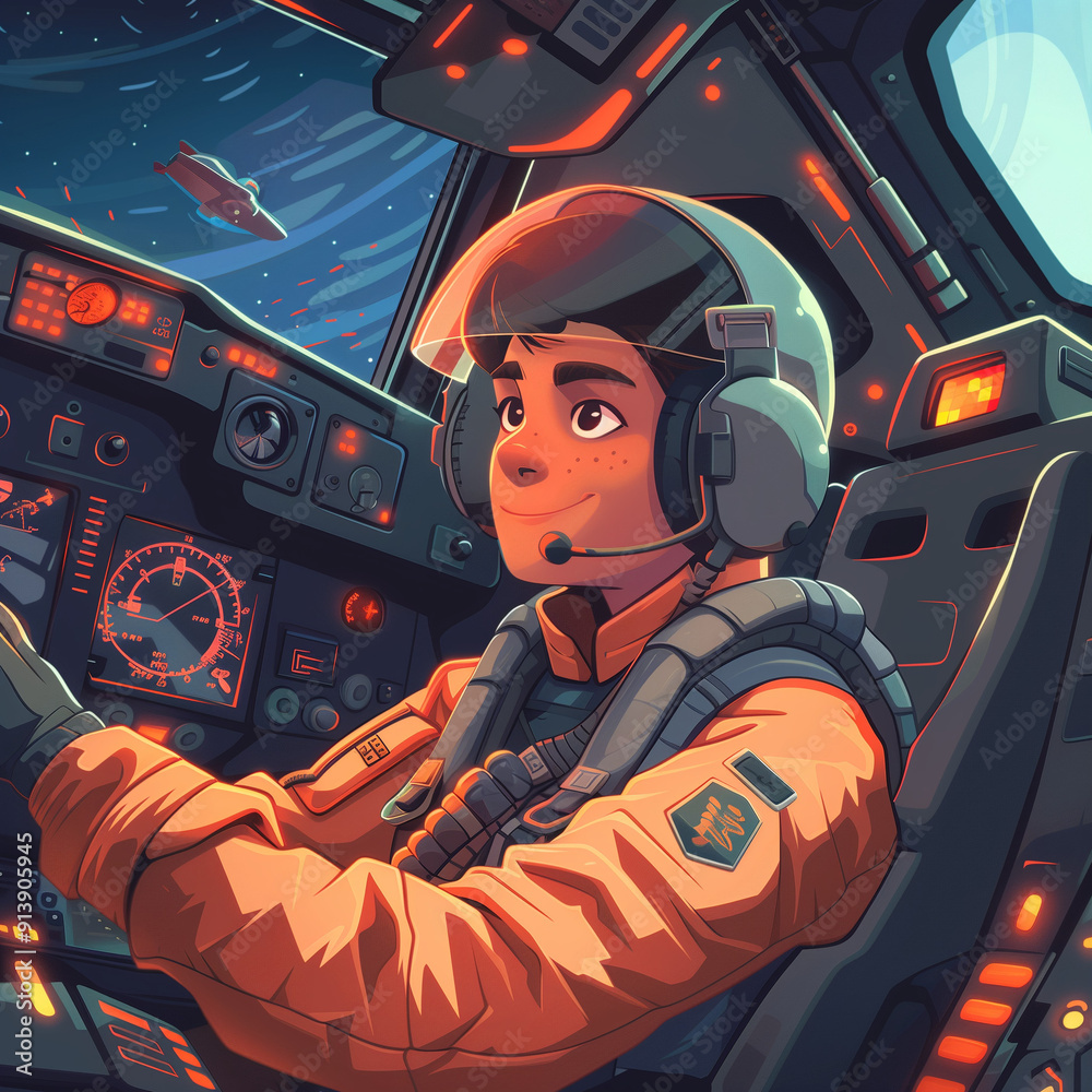 High-Resolution Fighter Pilot Cockpit Art: Flat Logo and Emblem for VFX ...