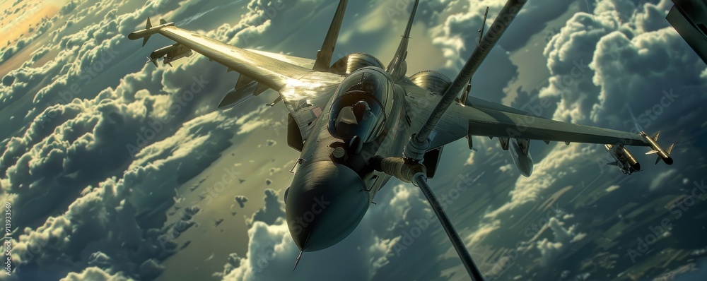 Fighter jet refueling in mid-air from a tanker aircraft, 4K ...