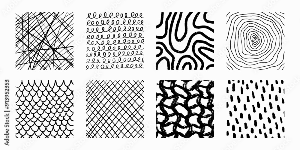 Set of hand drawn patterns with different pencil textures. Vector ...