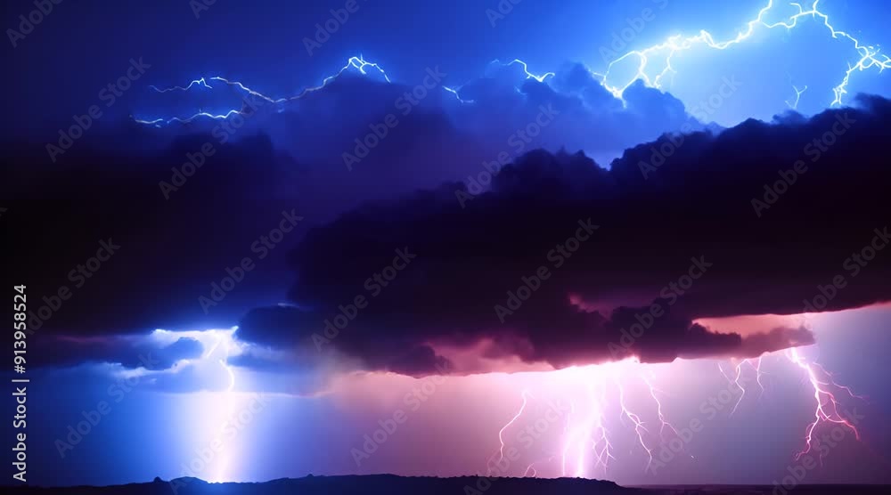 Lightning strikes Electrical storm on black background Electric ...
