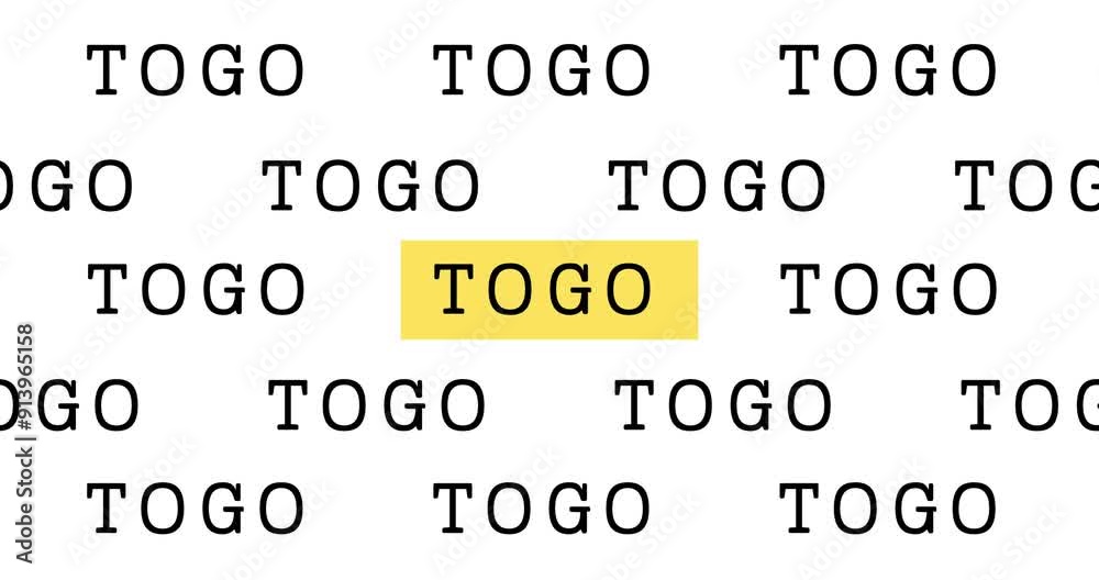 Togo Country text typing word, Marker Highlight Yellow Pen in Bold ...