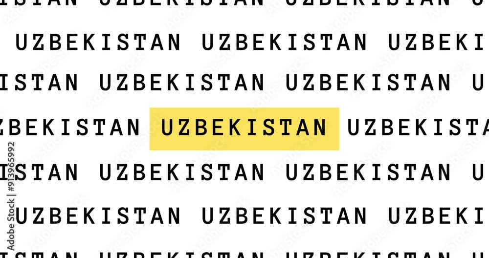 Uzbekistan Country text typing word, Marker Highlight Yellow Pen in ...